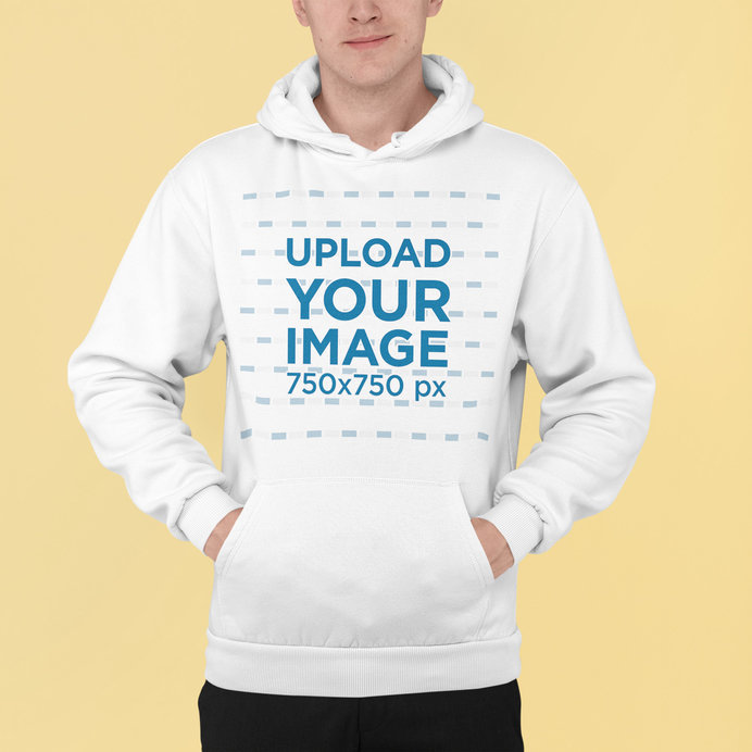 Placeit - Pullover Hoodie Mockup Featuring a Man Standing at a Studio