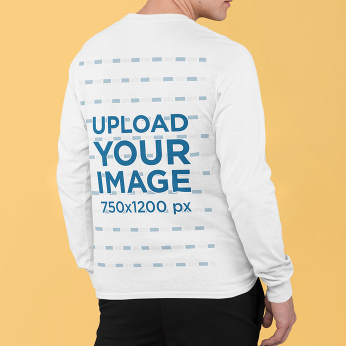 Placeit - Back View Mockup of a Man With a Long Sleeve Tee