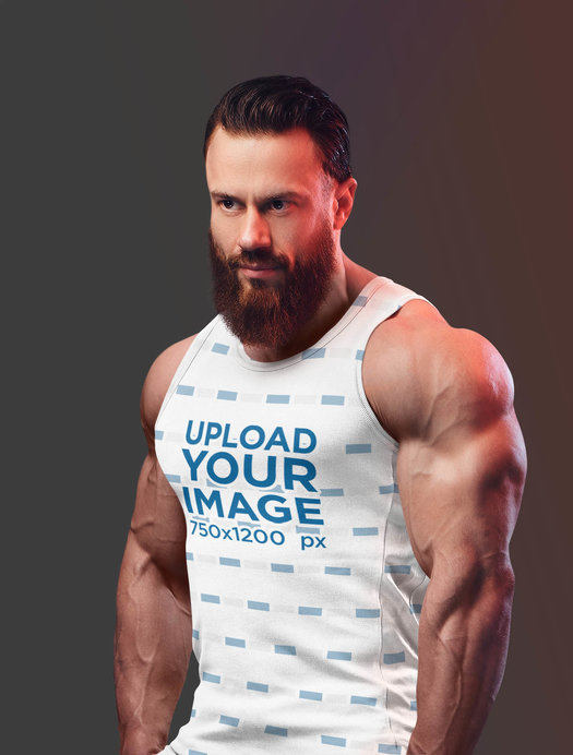 Placeit - Mockup of a Muscular Man Wearing a Sublimated Tank Top