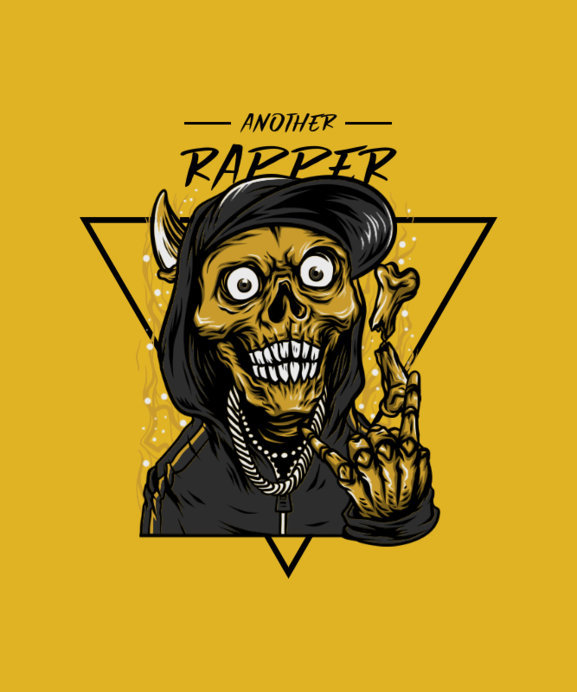 Placeit - T-Shirt Design Maker Featuring a Skeleton Rapper