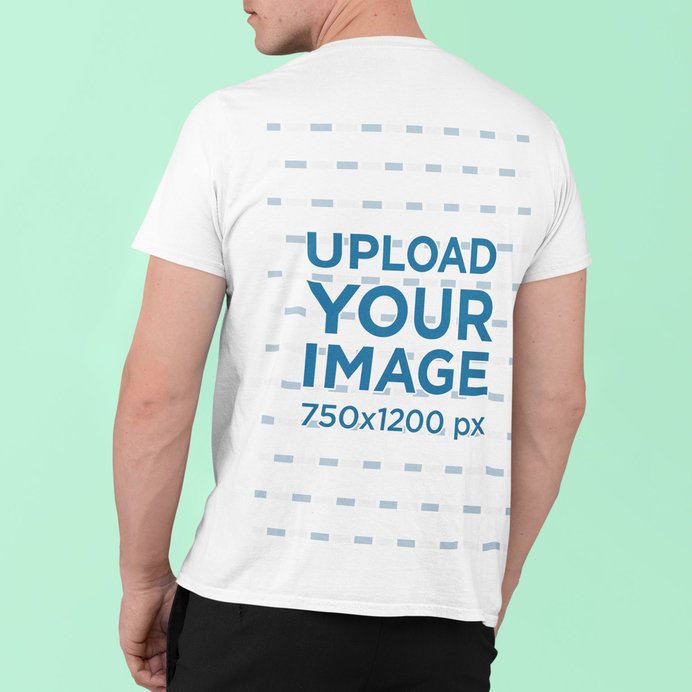 Placeit - Back-View Mockup of a Man Wearing a Basic T-Shirt