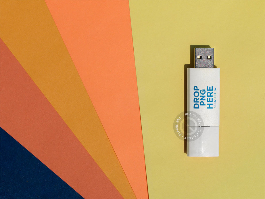 Placeit - Template of a USB Flash Drive Lying Vertically on a Gradient ...