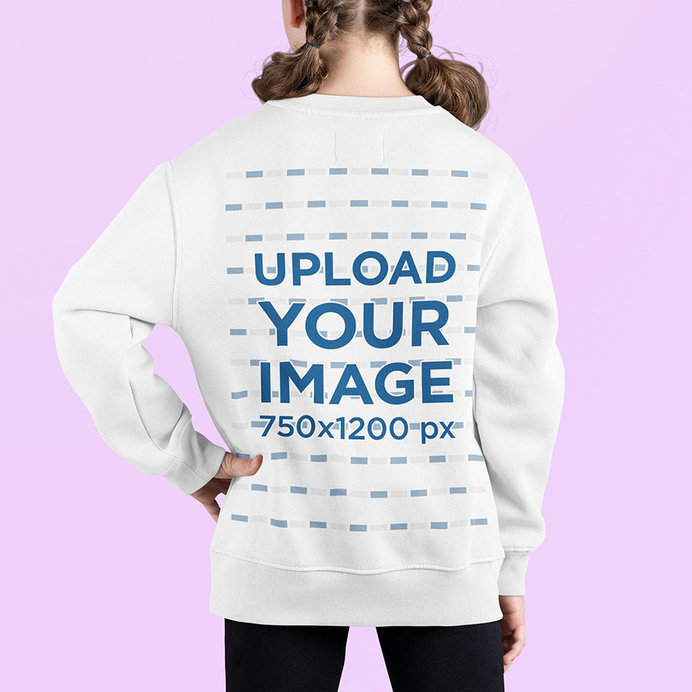 Placeit - Back-View Sweatshirt Mockup Featuring a Girl at a Studio
