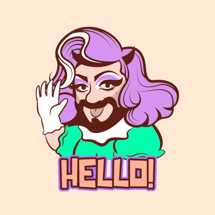 Placeit - Twitch Emote Logo Maker Featuring a Drag Queen's Expression