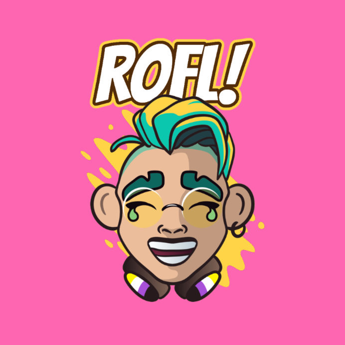 Placeit - Twitch Emote Logo Maker Featuring a Laughing Non-Binary Character