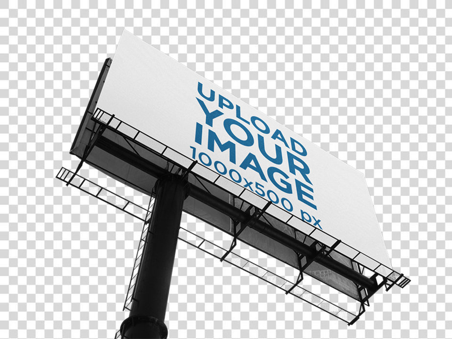 Placeit - Mockup of a Billboard Sign from Below Against a Transparent ...