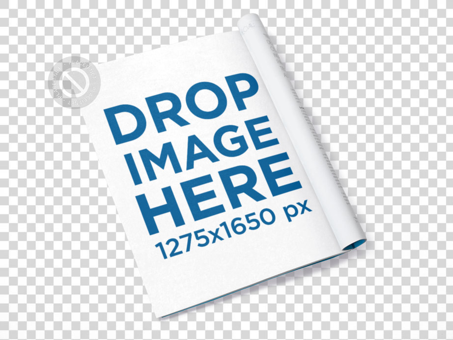 Placeit - Magazine Template Lying on a Transparent Surface