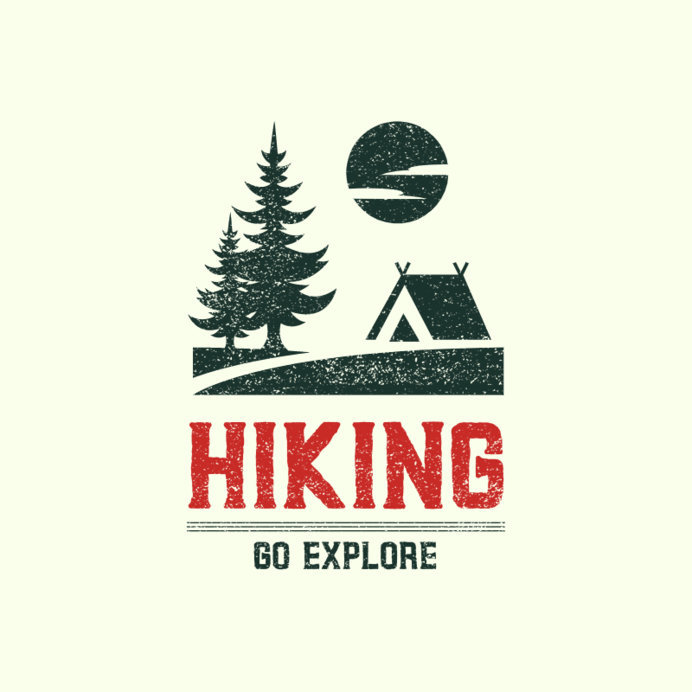 Placeit - Hiking Logo Creator Featuring a Graphic with a Campsite