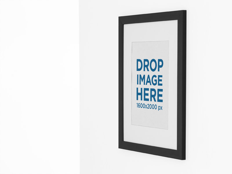 Placeit - Side Mockup of a Framed Art Print on a Pastel Color Wall