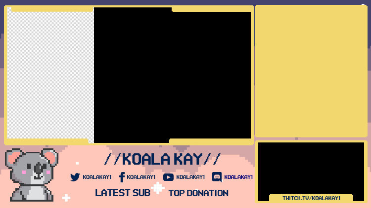 Placeit - Twitch Overlay Generator Featuring a Cute 8-Bit Koala