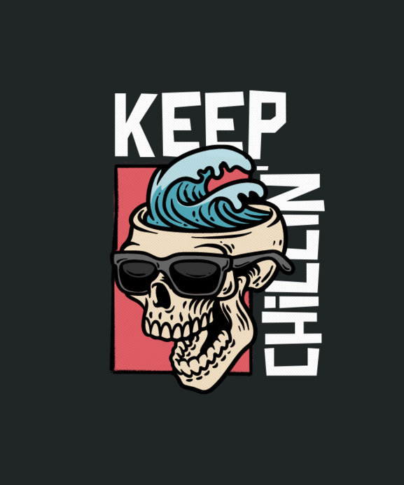 Placeit - T-Shirt Design Template with Cool Skull Graphics