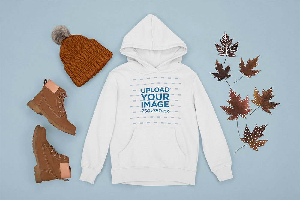 Placeit - Pullover Hoodie Mockup Featuring an Autumn Outfit
