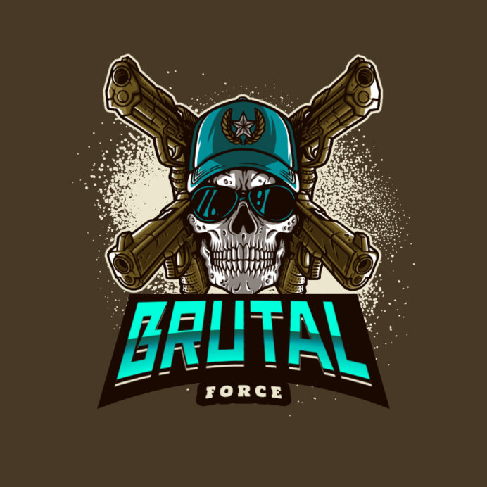 Placeit - Brutal Gaming Logo Template Featuring the Skull of a Shooter