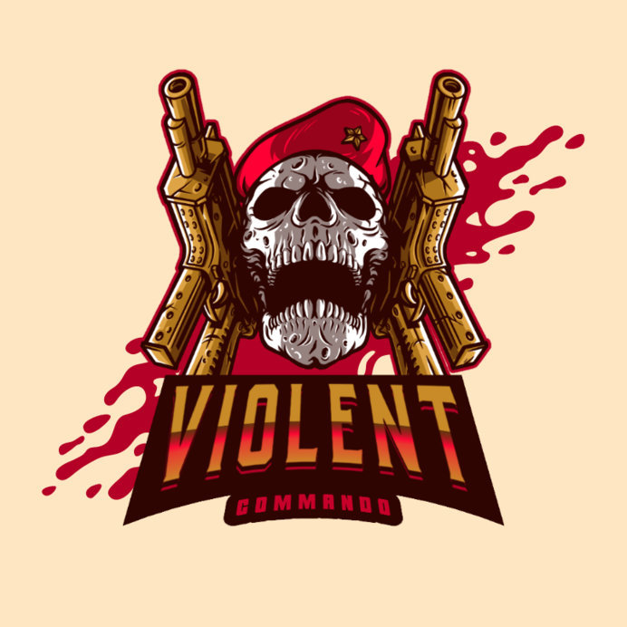 Placeit - Violent Logo Creator Featuring a Skull with a Military Beret