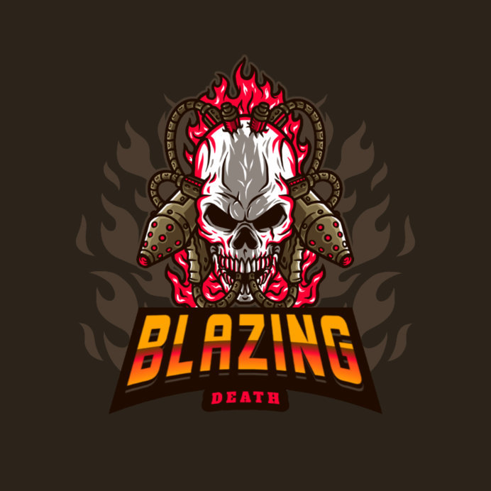 Placeit - Skull-Themed Logo Maker Featuring a Graphic with Flamethrowers