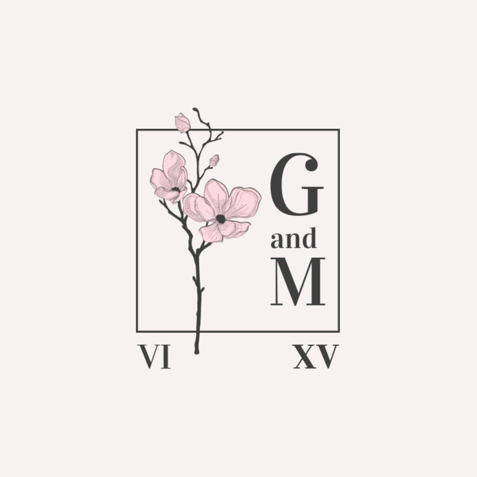 Placeit - Wedding Monogram Logo Maker Featuring a Blossom Plant