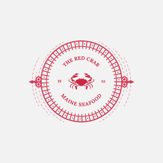 Placeit - Seafood Restaurant Logo Template Featuring a Red Crab Clipart