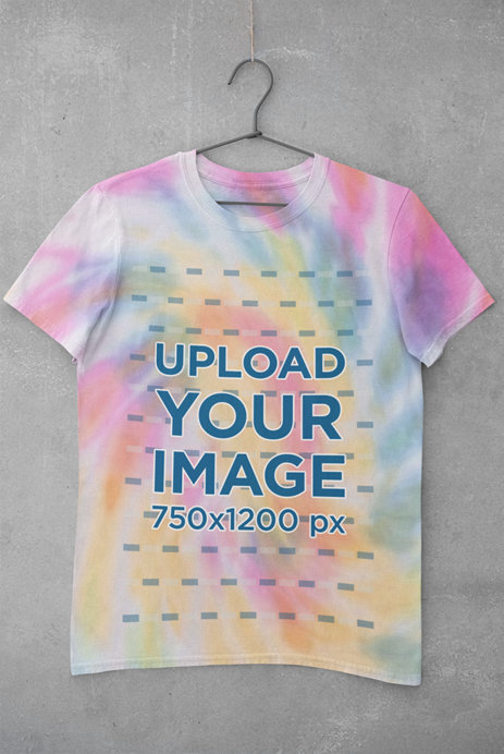 Placeit - Mockup of a Hanging T-Shirt with Customizable Tie-Dye Texture