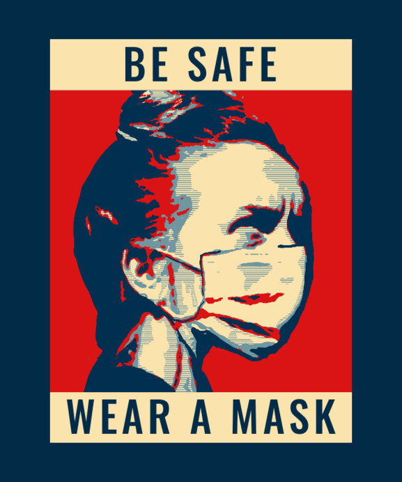 Placeit - T-Shirt Design Template for a Wear-a-Mask Awareness Campaign