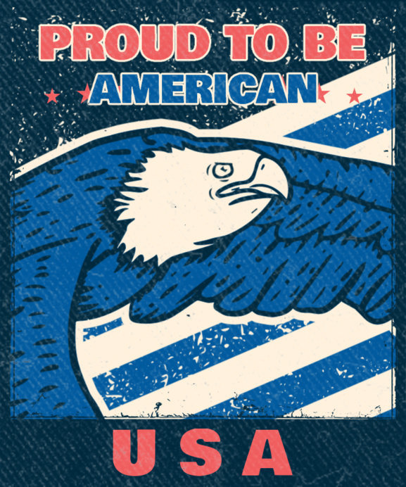 Placeit - Patriotic T-Shirt Design Featuring a Bald Eagle Illustration