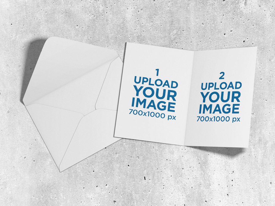 Placeit - Mockup of an Open Greeting Card by Its Envelope