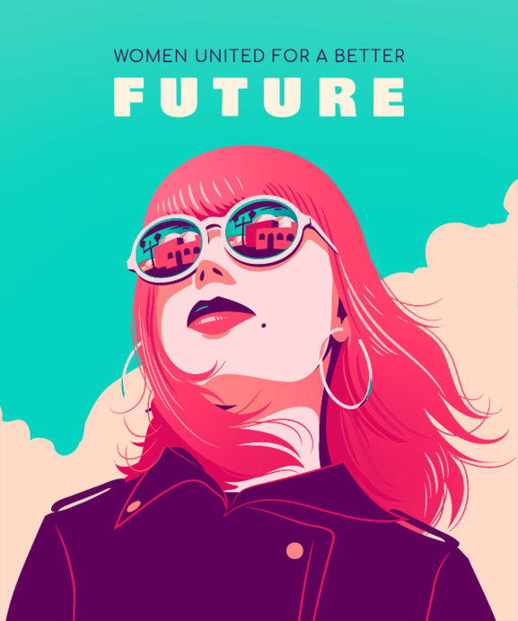 Placeit - Feminist T-Shirt Design Maker Featuring a Vibrant Color Scheme