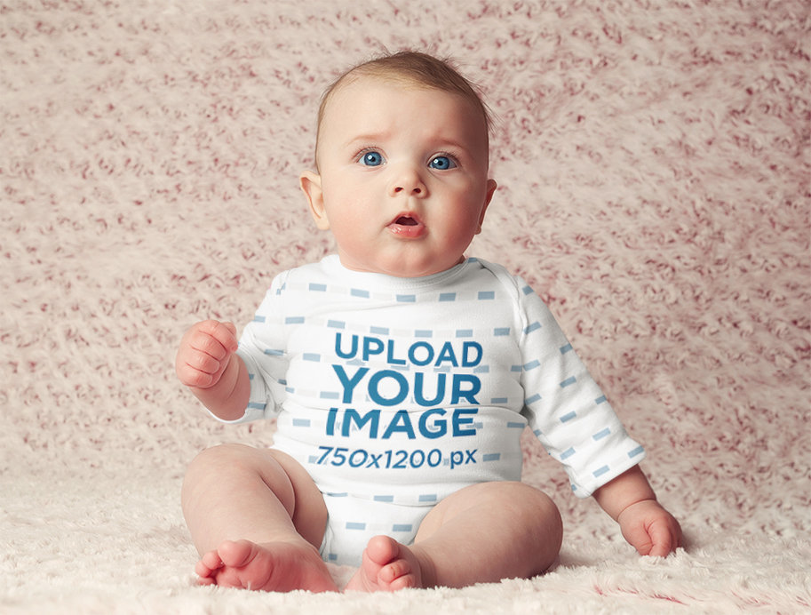 Placeit - Mockup Featuring a Serious Baby Girl Wearing a Sublimated Onesie