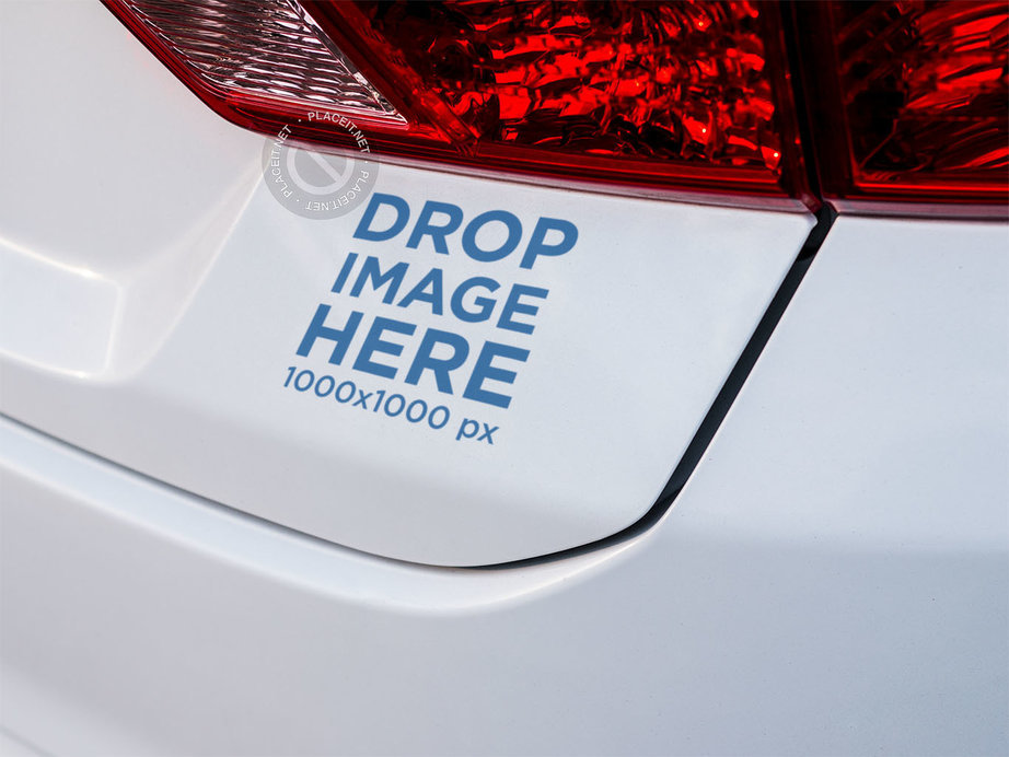 Placeit - Mockup of a Sticker on the Back of a White Car