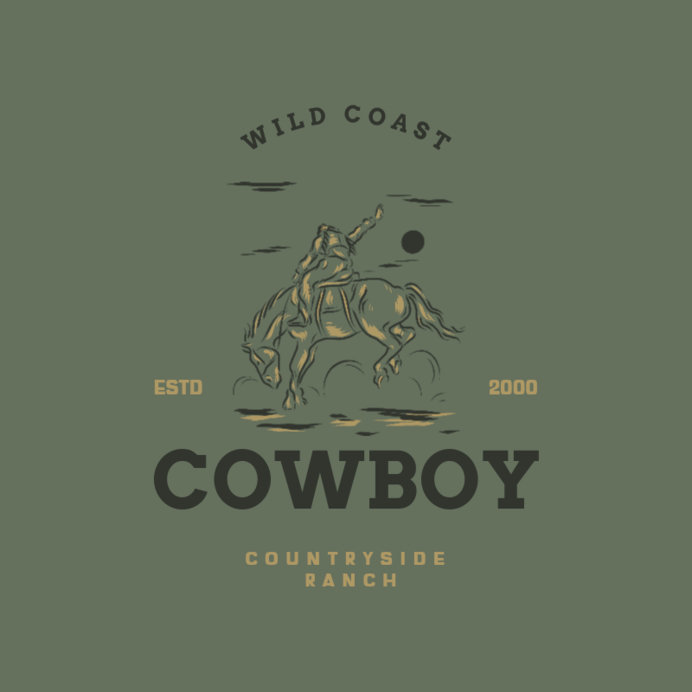 Placeit - Countryside Ranch Logo Template Featuring a Cowboy at a Rodeo